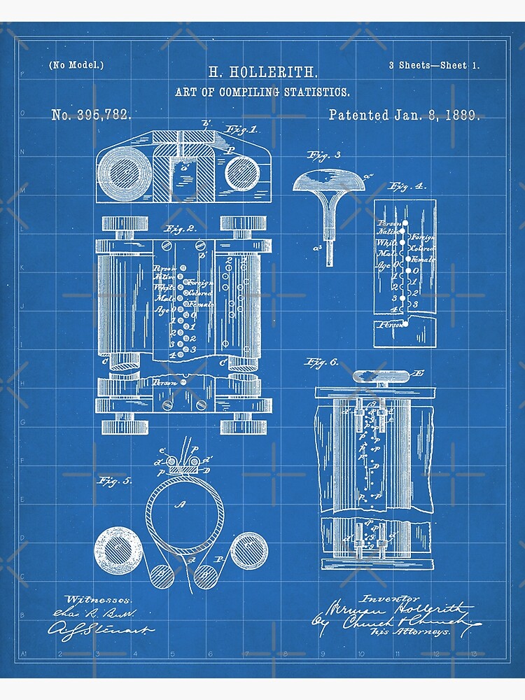 "First Computer Patent - Technology Art - Blueprint" Art Print by ...