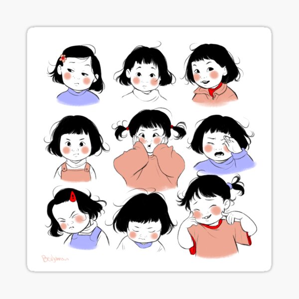 "cute expressions " Sticker by bevsi | Redbubble
