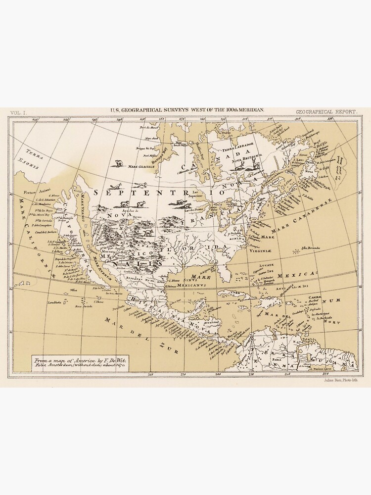 "Vintage Map of North America in 1670 (1889)" Sticker for Sale by ...