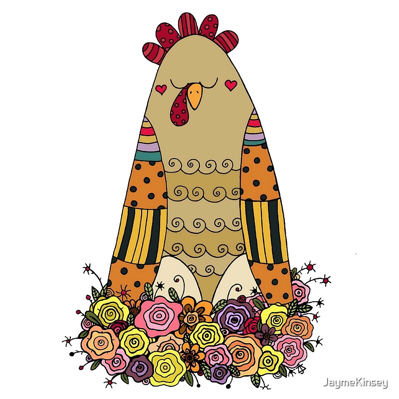 "Funky Folk Art Chicken" by JaymeKinsey | Redbubble
