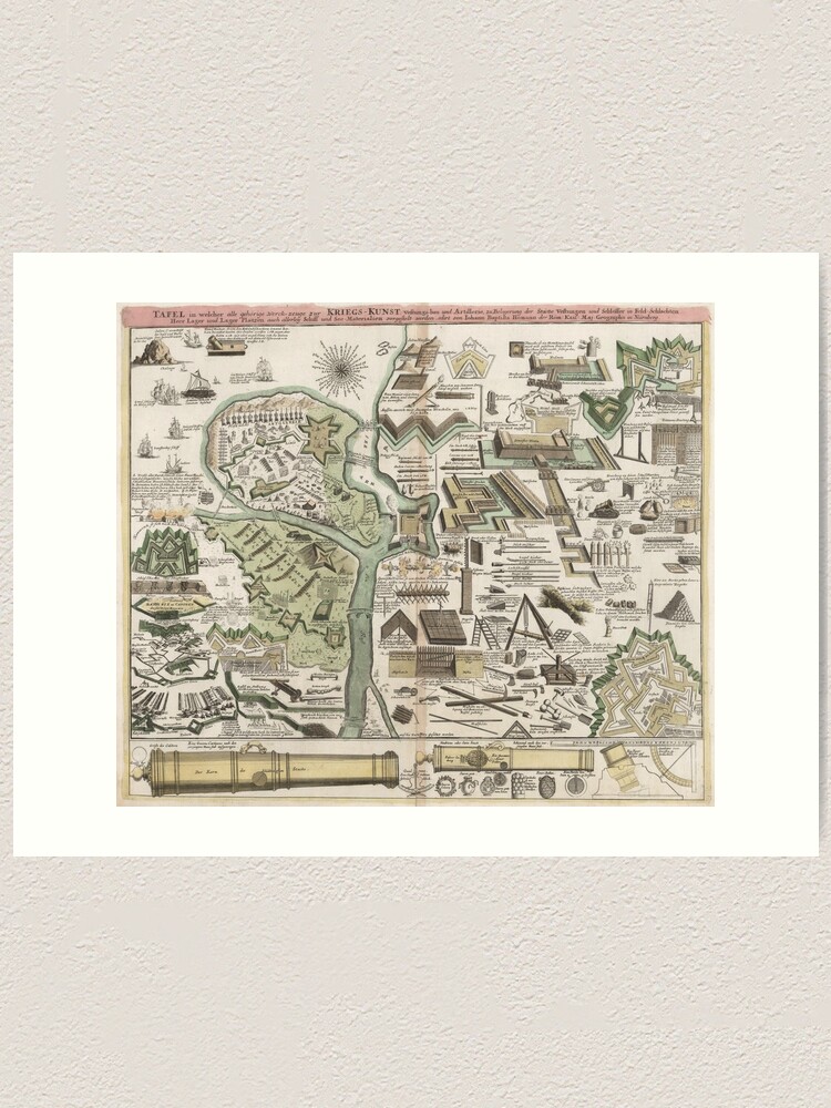 "Vintage Military Defense Fortifications Diagram (1716)" Art Print by ...