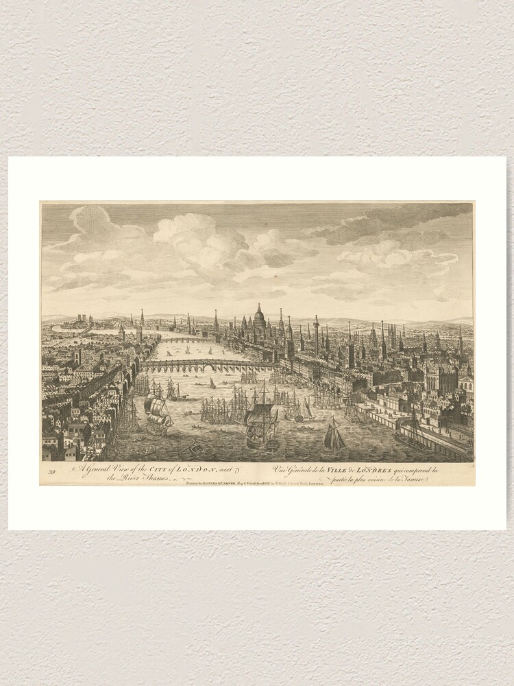 "Vintage Pictorial Map of London & The Thames (1760)" Art Print by ...