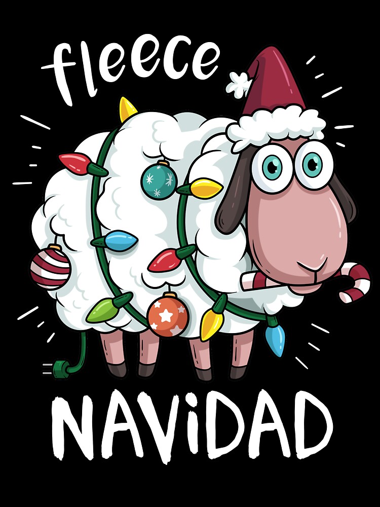 "Feliz Navidad Sheep Fleece Funny Christmas Lights" Kids T-Shirt for ...