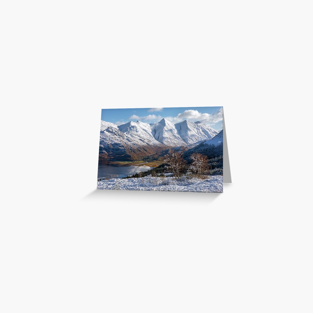 "Five Sisters of Kintail, Snow Scene, Mam Ratagan, Scotland" Greeting ...
