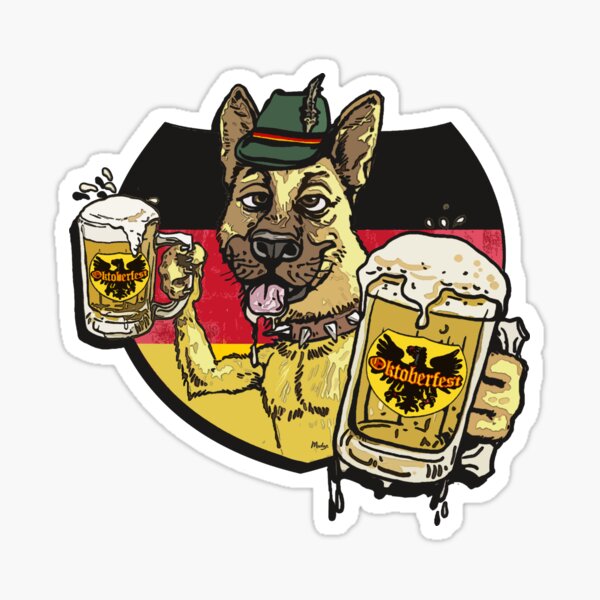 "Oktoberfest German Beer Hound Dog" Sticker for Sale by MudgeStudios ...