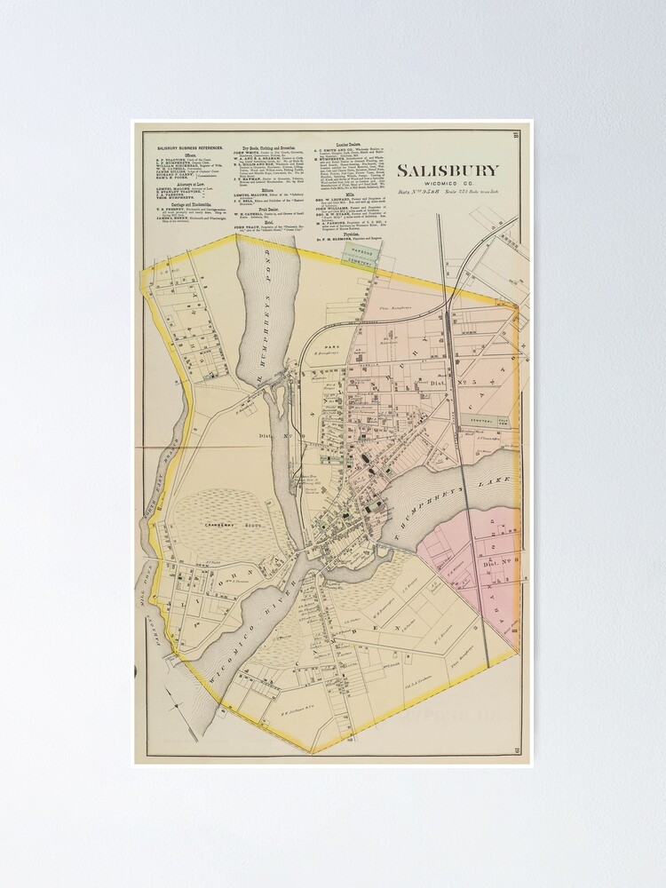 "Vintage Map of Salisbury MD (1877)" Poster by BravuraMedia | Redbubble