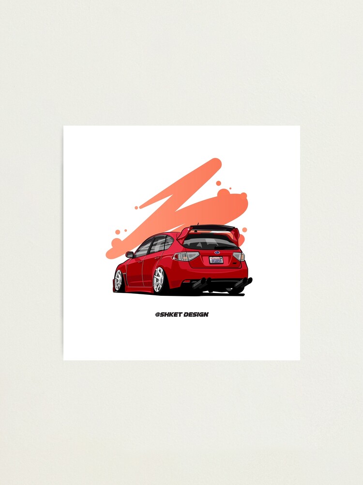 Lámina fotográfica «Red stanced wrx sti» de shketdesign | Redbubble