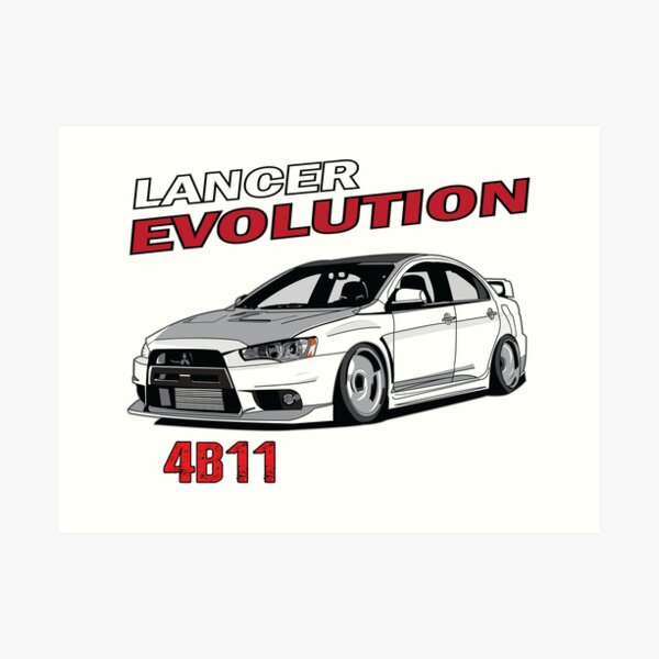"Lancer Evolution X - White" Art Print by TunerApparel | Redbubble