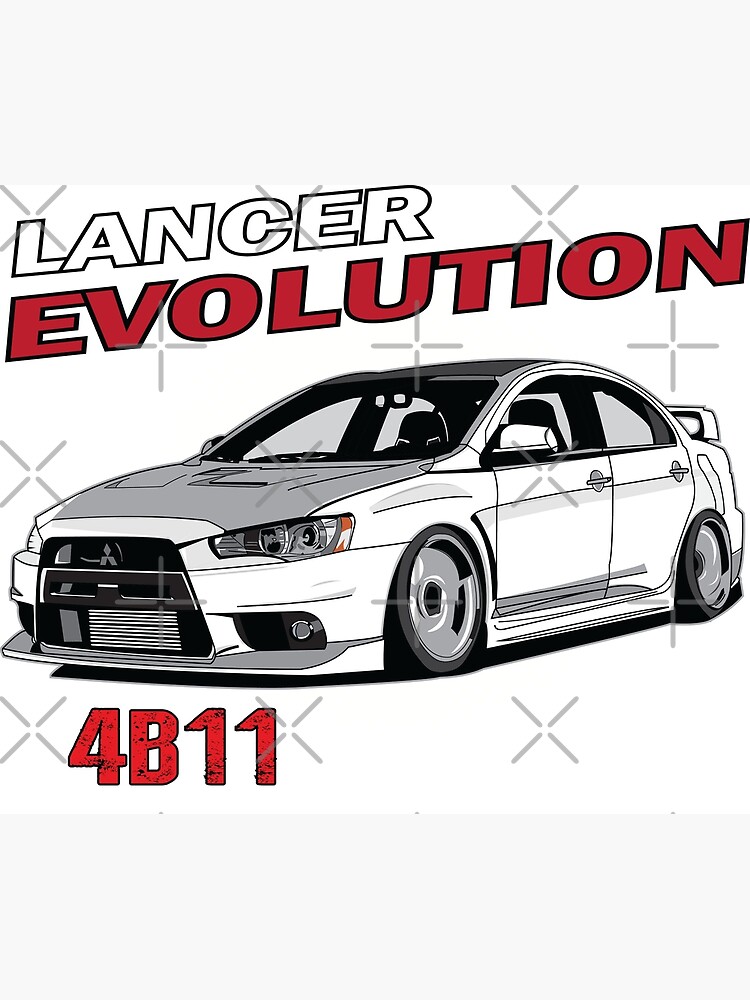 "Lancer Evolution X - White" Art Print by TunerApparel | Redbubble