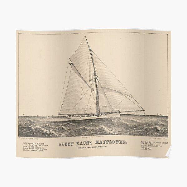 "Vintage Illustration of the Sloop Yacht Mayflower " Poster for Sale by ...
