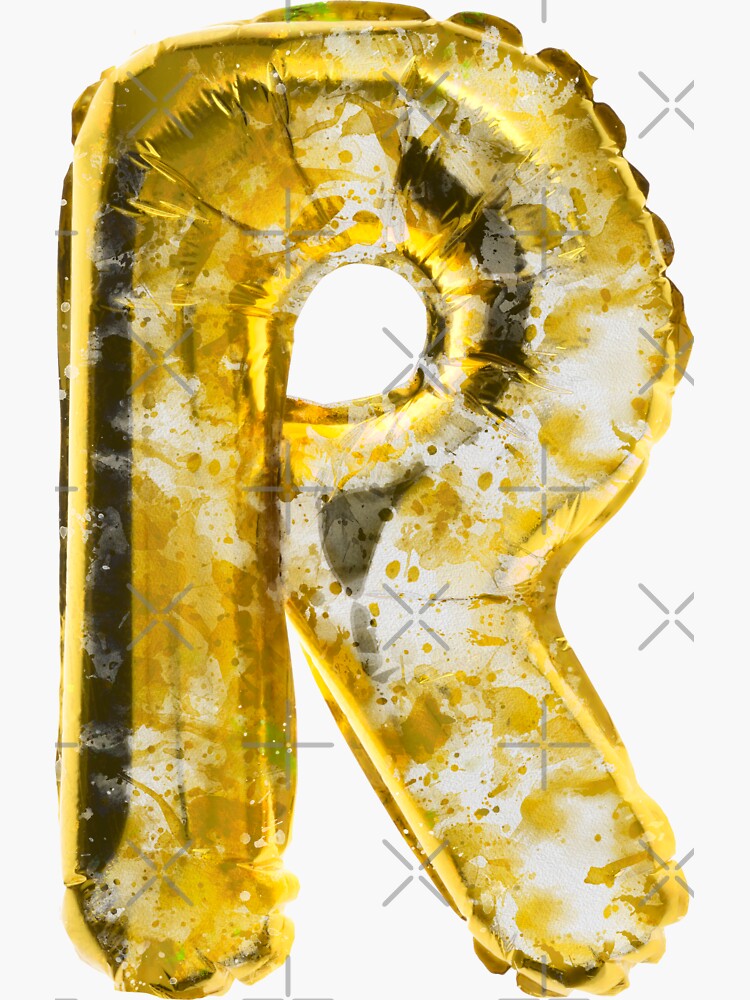 "Letter R - Alphabet / Gold Balloons painting" Sticker for Sale by ...