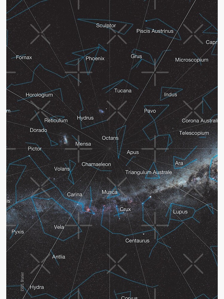 "Constellations Stars Map Chart Southern Hemisphere South pole with ...