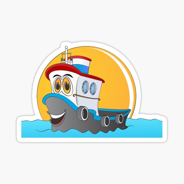 "Tug Boat Cartoon" Sticker for Sale by Graphxpro | Redbubble