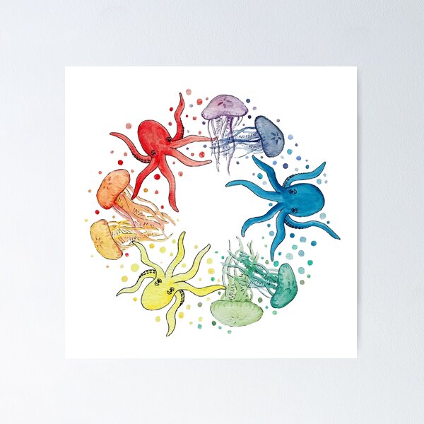 "Sea Creature Color Wheel" Poster for Sale by nataliedrawn | Redbubble