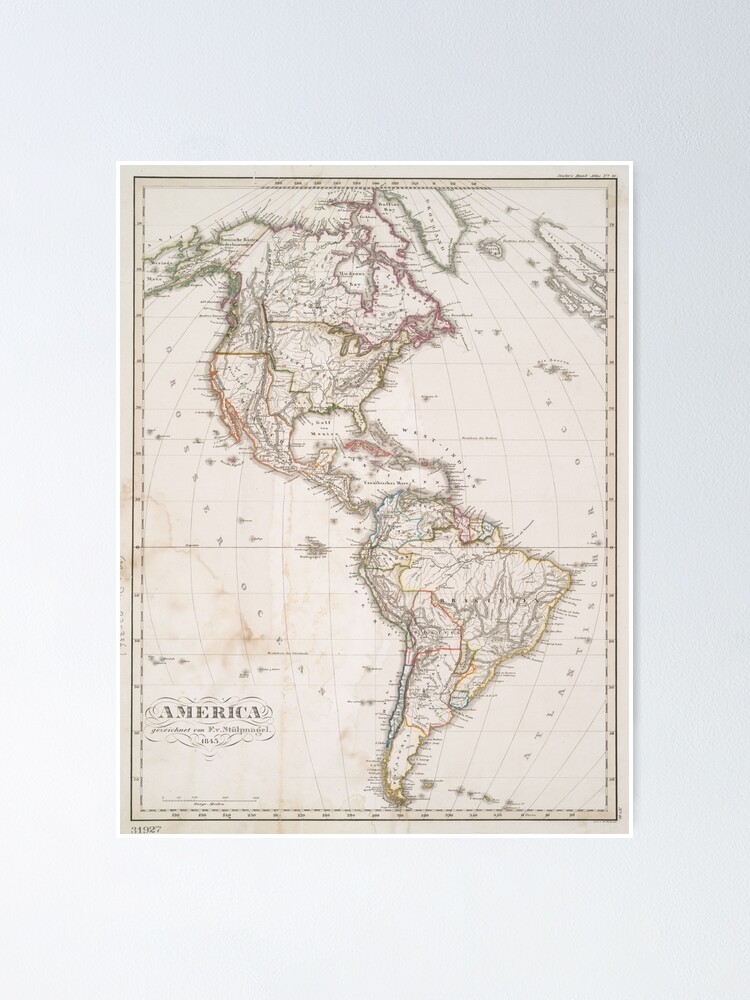 "Vintage Map of North and South America (1843)" Poster for Sale by ...