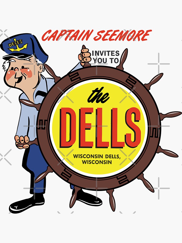 "Captain Seemore of the Wisconsin Dells" Sticker for Sale by lanemeyer ...