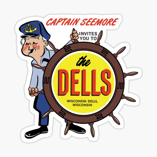 "Captain Seemore of the Wisconsin Dells" Sticker for Sale by lanemeyer ...