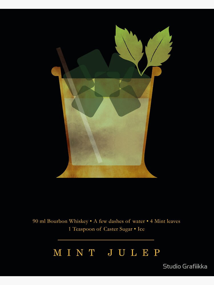 "Mint Julep - Cocktail - Classic Cocktails Series - Black and Gold ...