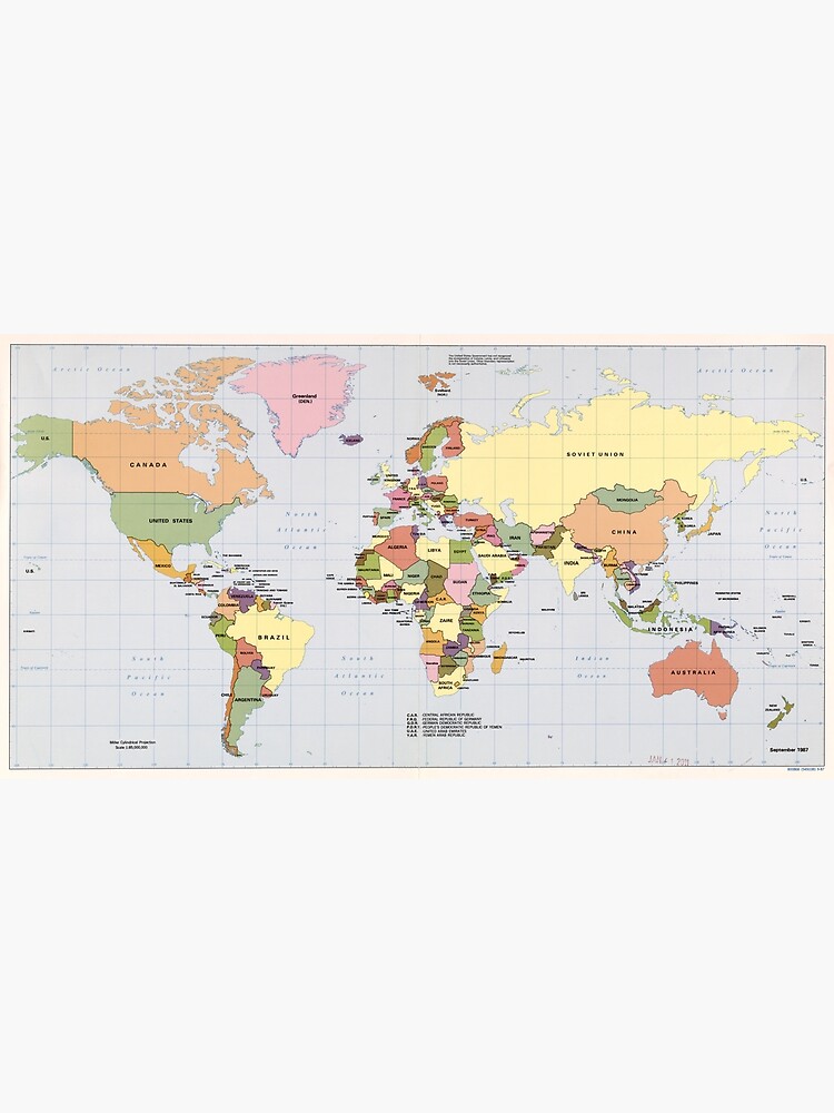 Lámina fotográfica «Mapa del mundo con países (1987)» de BravuraMedia ...