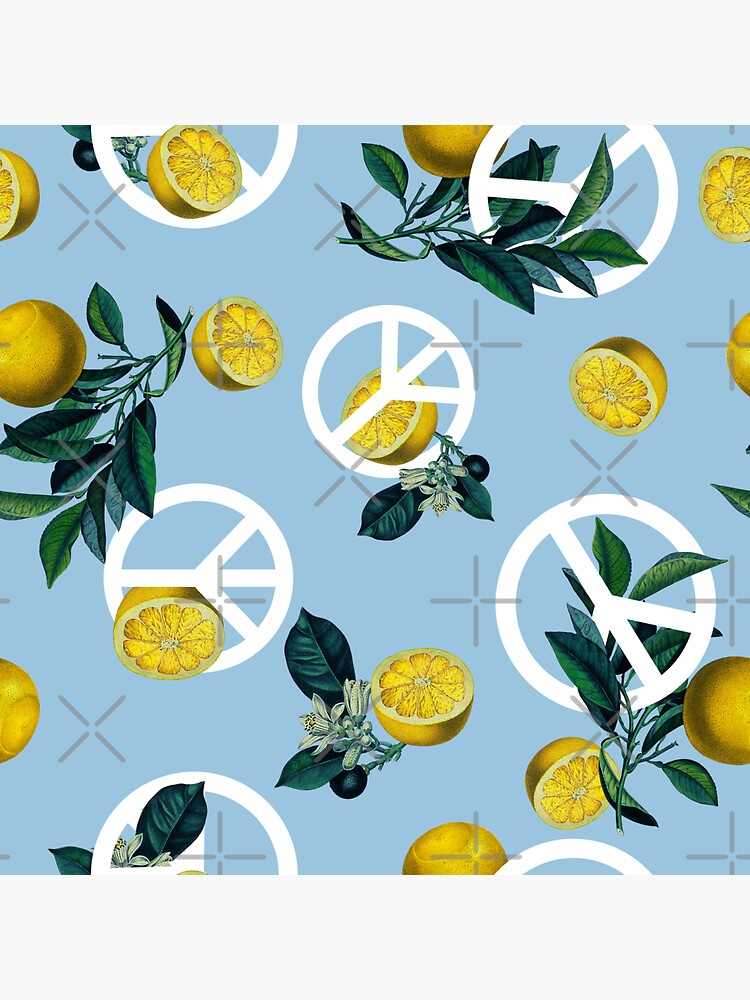 "Peace Symbol and Lemon Patterns" Sticker by talipmemis | Redbubble