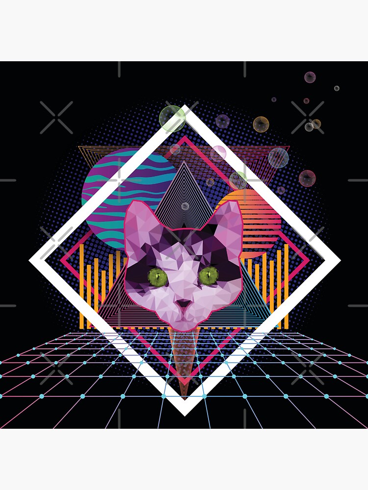 "Synthwave Cat" Sticker for Sale by MartineMeeka | Redbubble