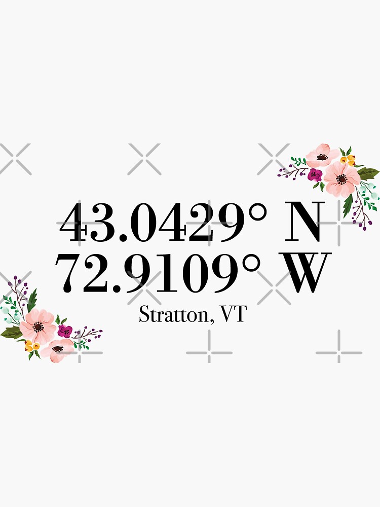 "Stratton, VT Coordinates" Sticker for Sale by mynameisliana | Redbubble