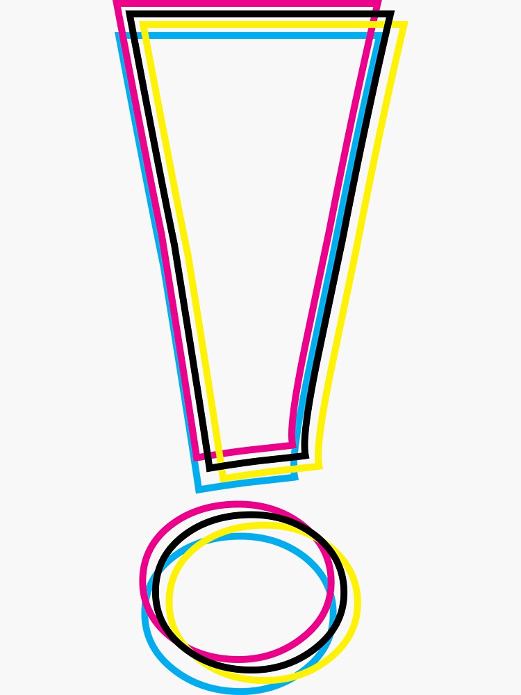 "CMYK Graphic Exclamation Point Outlines" Sticker by wheedesign | Redbubble