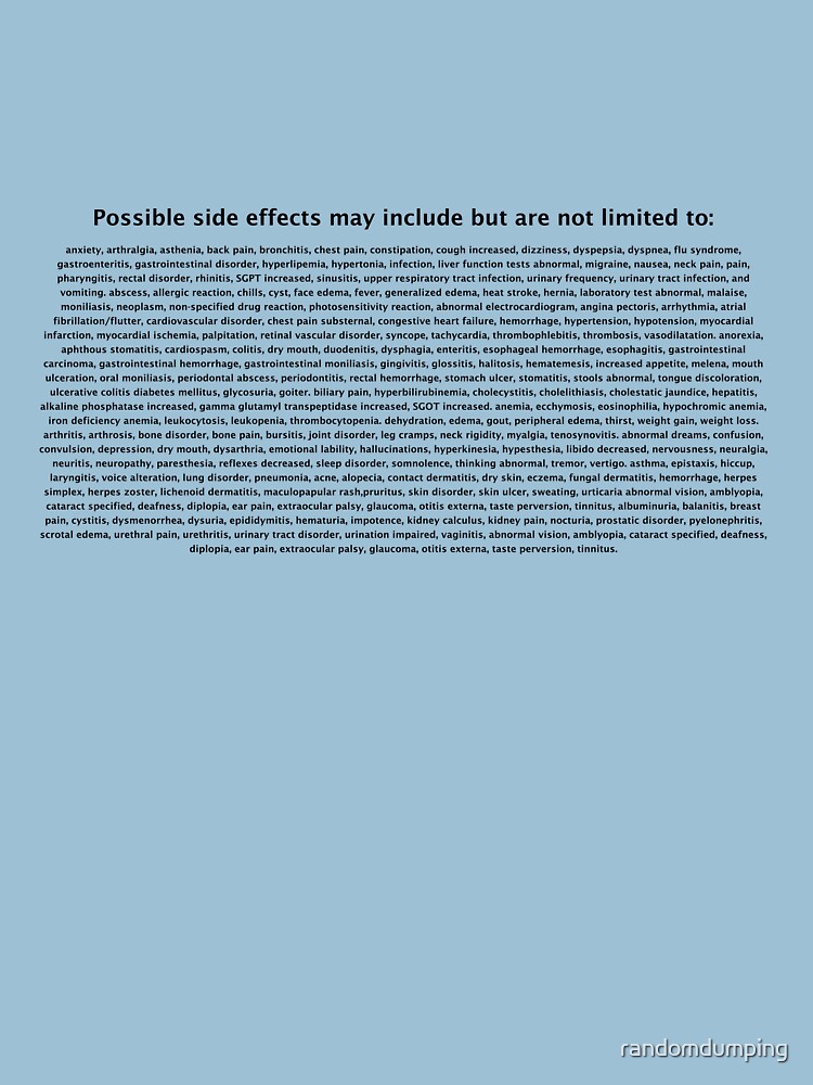 "Possible Side Effects" T-shirt for Sale by randomdumping | Redbubble ...
