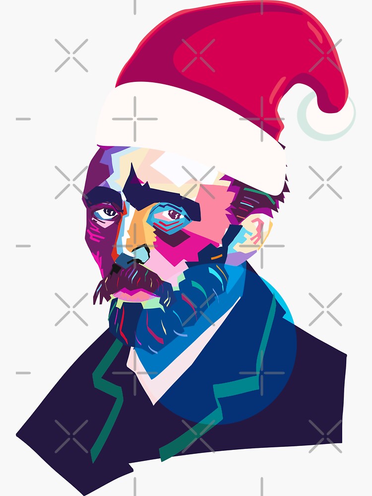 "Vincent Van Gogh Santa Hat" Sticker by LemoBoy | Redbubble