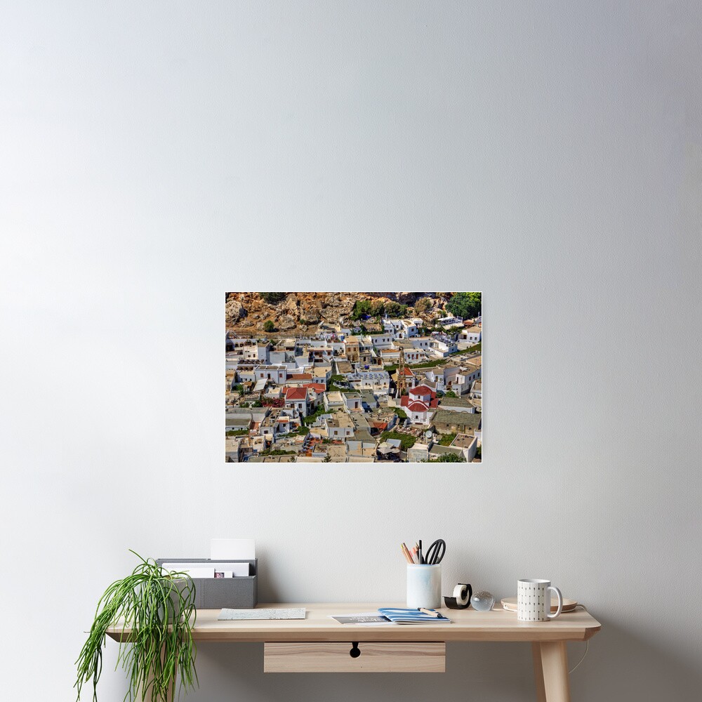 "Lindos Village" Poster for Sale by tomg | Redbubble
