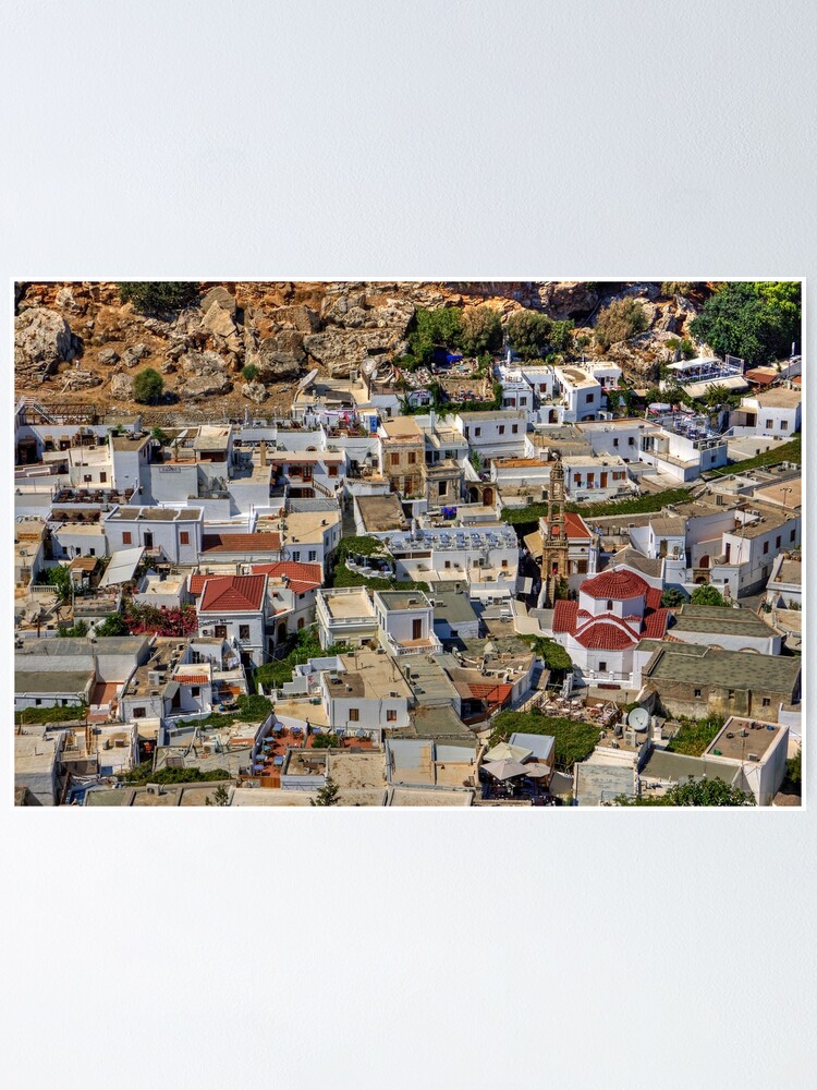 "Lindos Village" Poster for Sale by tomg | Redbubble
