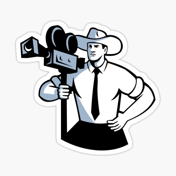 "Cowboy Cameraman Vintage Movie Camera Retro" Sticker for Sale by ...