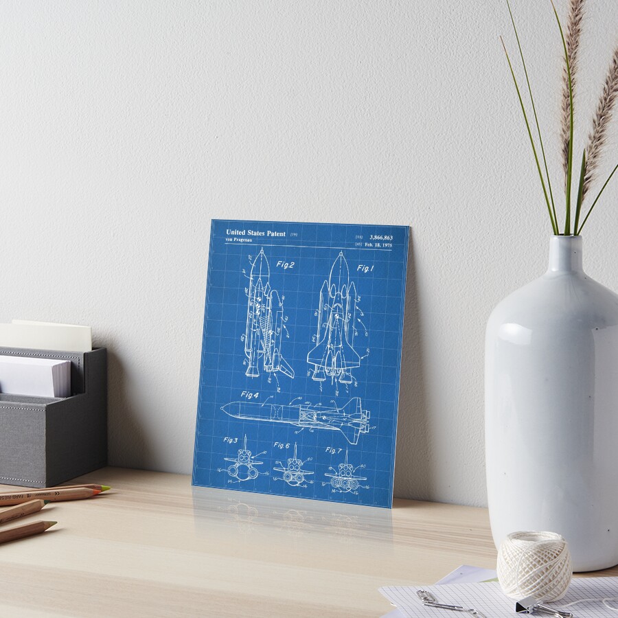 "Nasa Space Shuttle Patent - Nasa Shuttle Art - Blueprint" Art Board ...