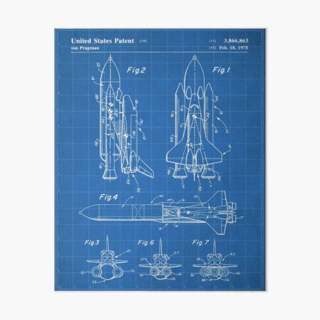 "Nasa Space Shuttle Patent - Nasa Shuttle Art - Blueprint" Art Board ...