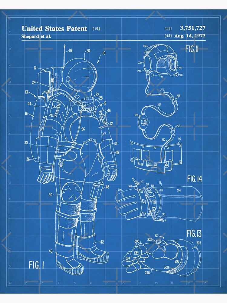 "Nasa Apollo Spacesuite Patent - Nasa Astronaut Art - Blueprint ...