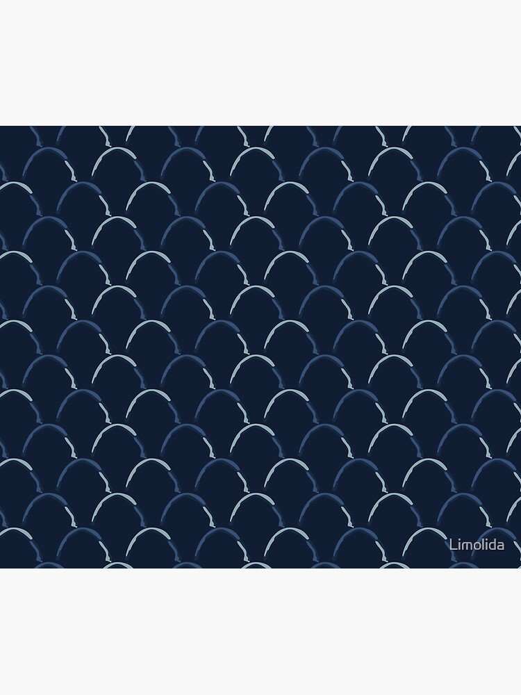 "Scallop Indigo Tie Dye Hand Drawn Curved Lines Textile" Tapestry by ...