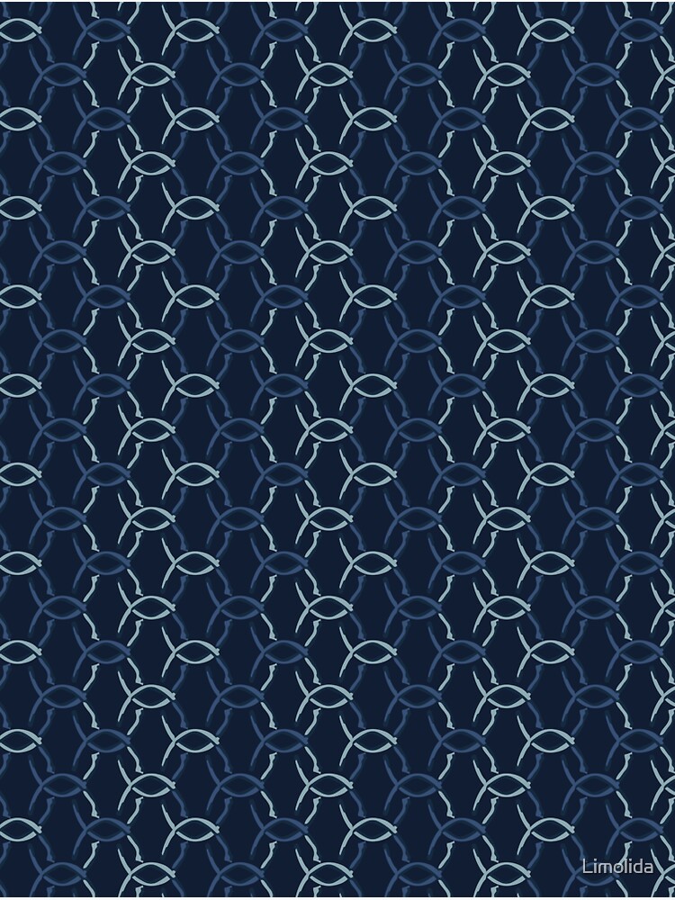 "Indigo Blue Net Pattern Hand Drawn Interlocking" Sticker for Sale by ...