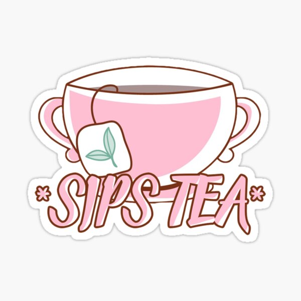 "Sips Tea (Pink)" Sticker for Sale by JasArtEndeavour | Redbubble