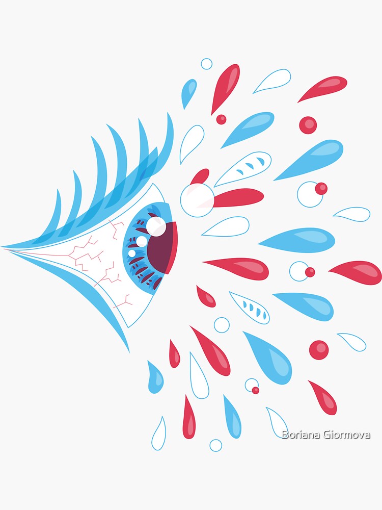 "Dark Blue Psychedelic Eye Colorful Tears Trippy Art" Sticker for Sale ...