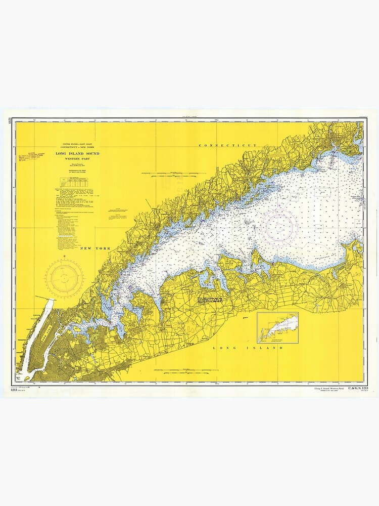 "Vintage Map of The Long Island Sound (1958)" Poster by BravuraMedia ...