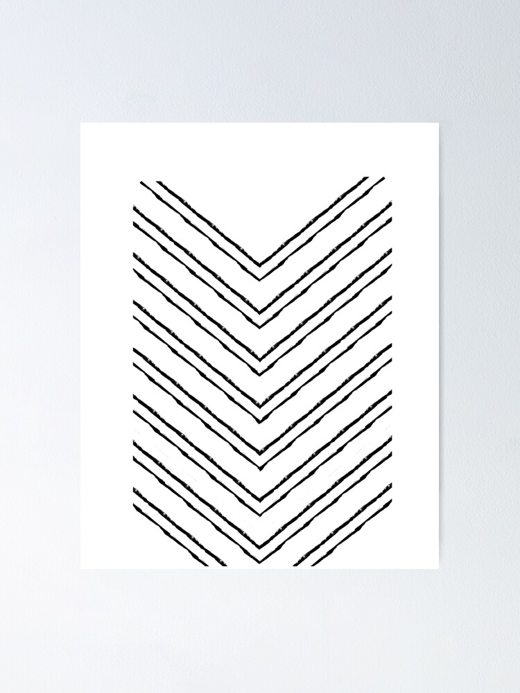 "Chevron Line Art Pattern in Black and White" Poster by Odyanne | Redbubble