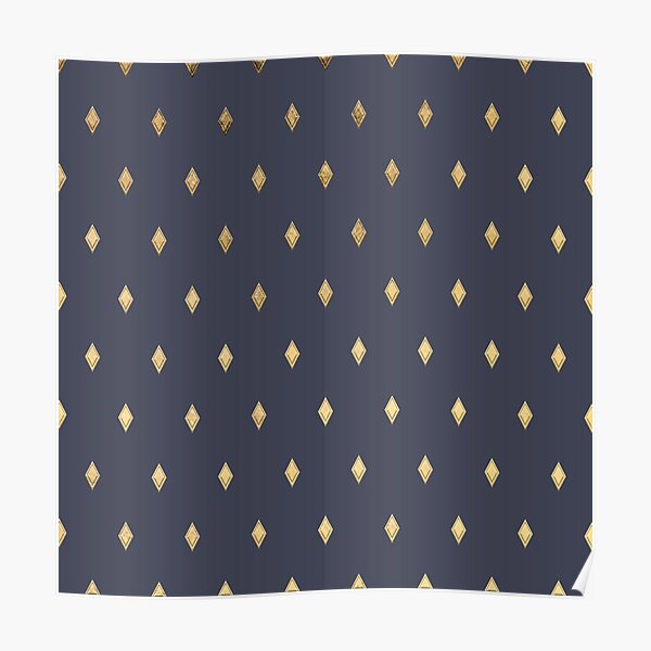 "Simple Modern Gold Diamond Navy Blue Pattern" Poster by LaFemmeArt ...
