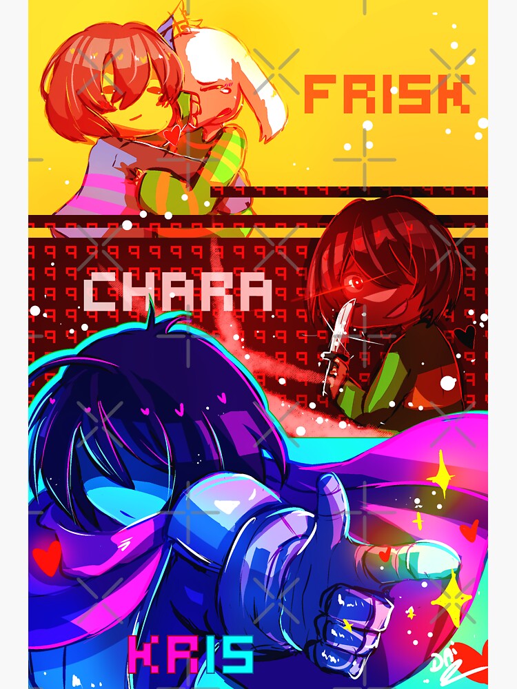 "[UNDERTALE | DELTARUNE] Frisk, Chara and Kris" Sticker by ...