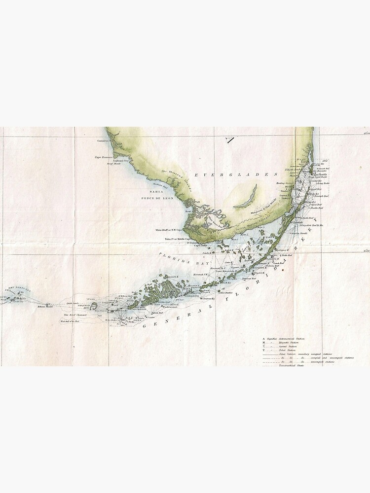 "Vintage Map of The Florida Keys (1852)" Framed Art Print for Sale by ...