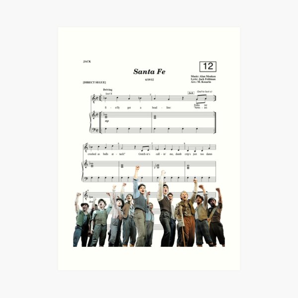 "Newsies - Santa Fe - Sheet Music" Art Print for Sale by JasonCurtis ...