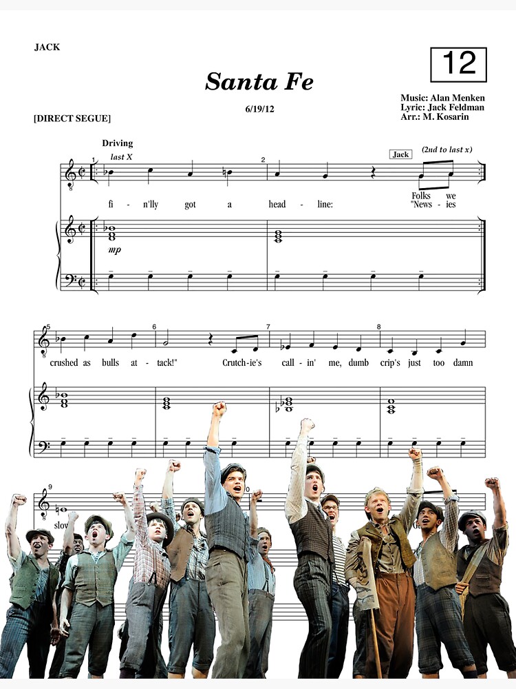 "Newsies - Santa Fe - Sheet Music" Sticker for Sale by JasonCurtis ...