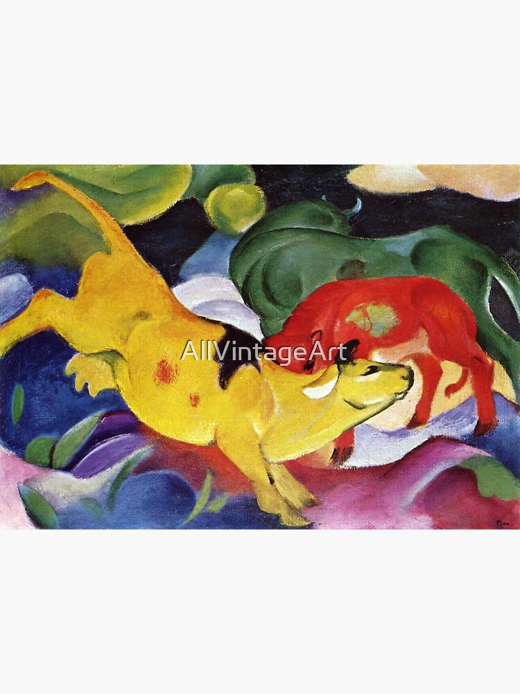 "Vintage Franz Marc Yellow Red Green Cows 1912" Art Print by ...