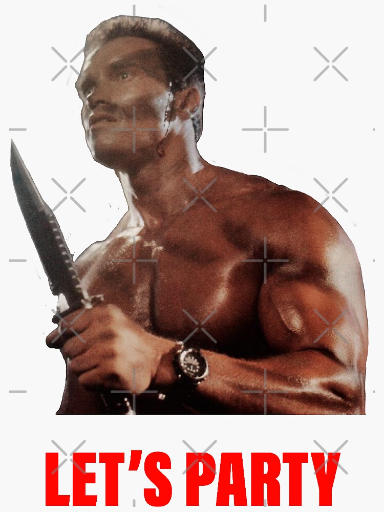 "Arnold Schwarzenegger Commando - Let's Party Colour" Sticker for Sale ...