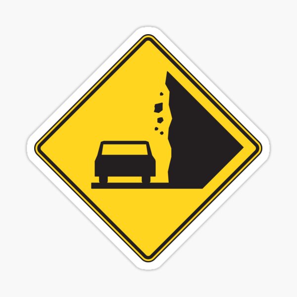 "Watch For Falling Rocks Sign" Sticker for Sale by CarGear | Redbubble