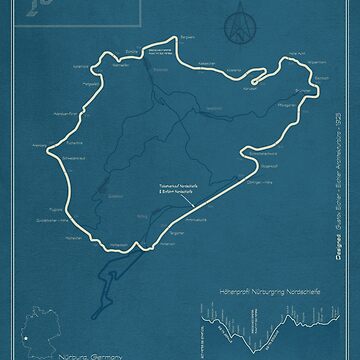 Póster for Sale con la obra «Nurburgring Nordschleife Track Map» de ...